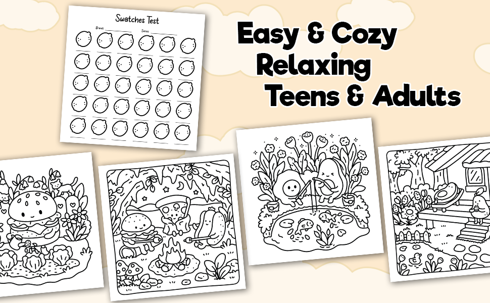 Foodie Friends: Cozy Kawaii Coloring Book for Adults and Teens ...