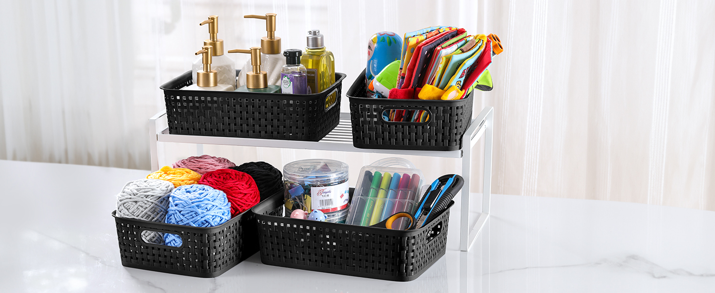 Amazon.com - [ 8 Pack ] Plastic Storage Baskets, Small Pantry ...