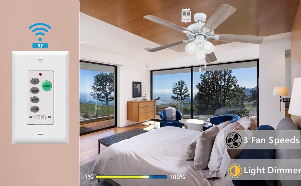 Nexete Universal Ceiling Fan Remote Control Kit,3 Fan Speed, Light ...