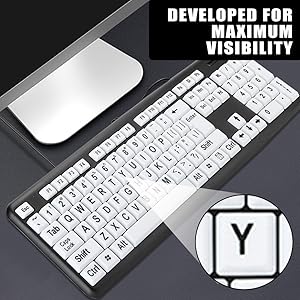 Amazon.com: ciciglow Large Print Keyboard, 104 Keys Wired USB High ...
