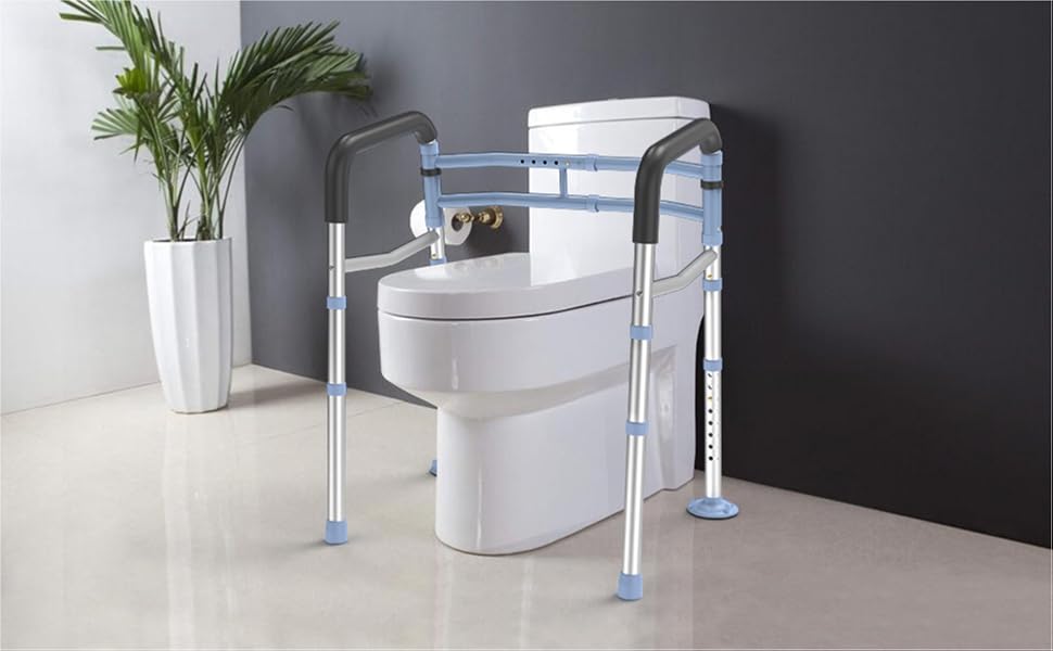 Amazon.com: Delog Stand Alone Toilet Safety Rail - Adjustable Width & Height Fit Any Toilet ...