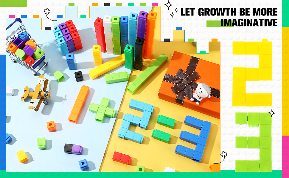 Jenaai 1000 Pieces Linking Counting Cubes Plastic Counting Blocks Colorful Math