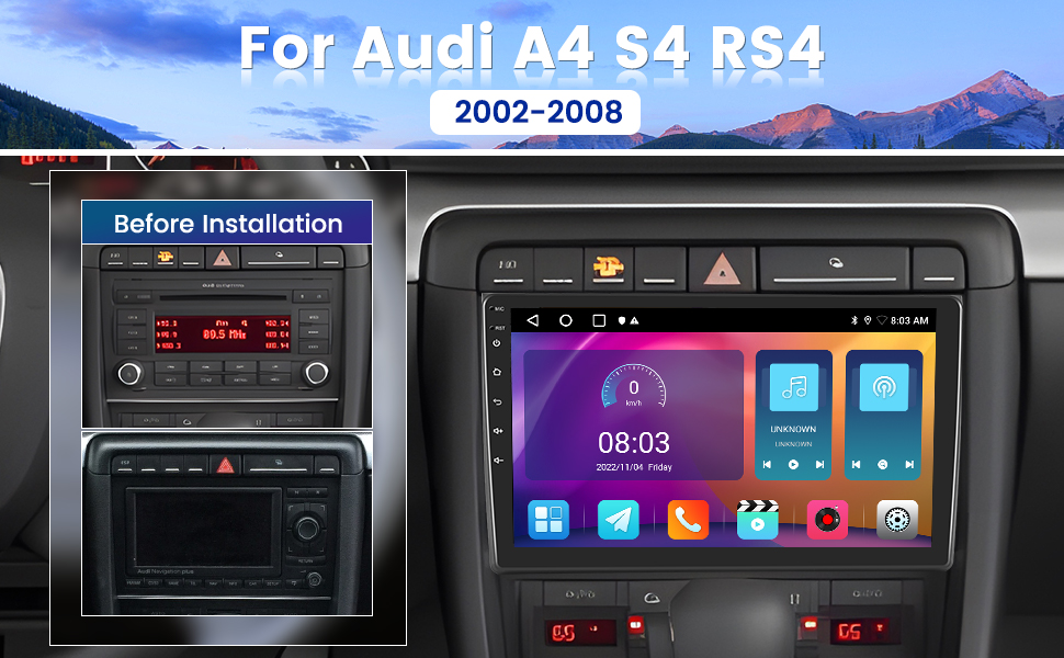 Amazon.com: Android Radio for Audi A4 Audi S4 Audi RS4 2002 2003 2004 2005 2006 2007 2008 with ...