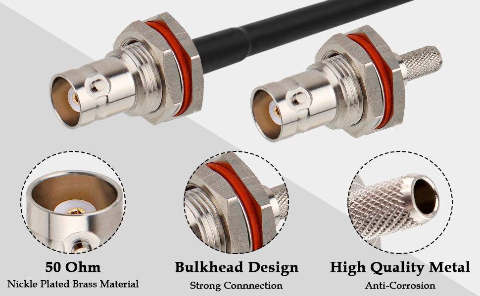 Amazon.com: MOOKEERF BNC Female Crimp Connector 10 PCS,BNC Female Bulkhead Jack Mount Connector ...