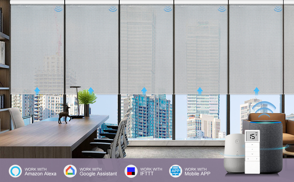 Amazon.com: Graywind Motorized Solar Shades Light Filtering Mesh Shade Compatible with Alexa ...