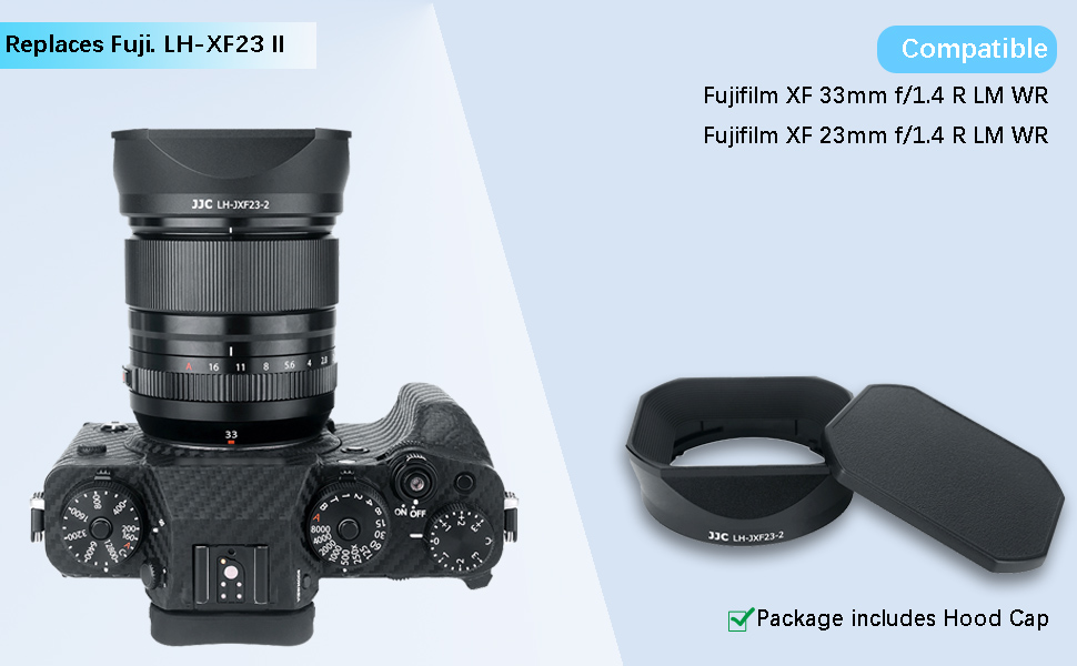 JJC Aluminium LH-XF23 II Lens Hood + Hood Cap for Fujifilm XF 33mm F1.4 R LM WR & Fujifilm XF ...