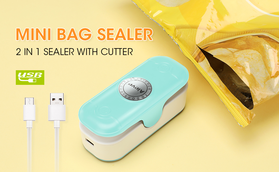 Amazon.com: Aieve Bag Sealer Mini, 2 in 1 Bag Sealer Heat Seal with Cutter, USB-C Rechargeable ...