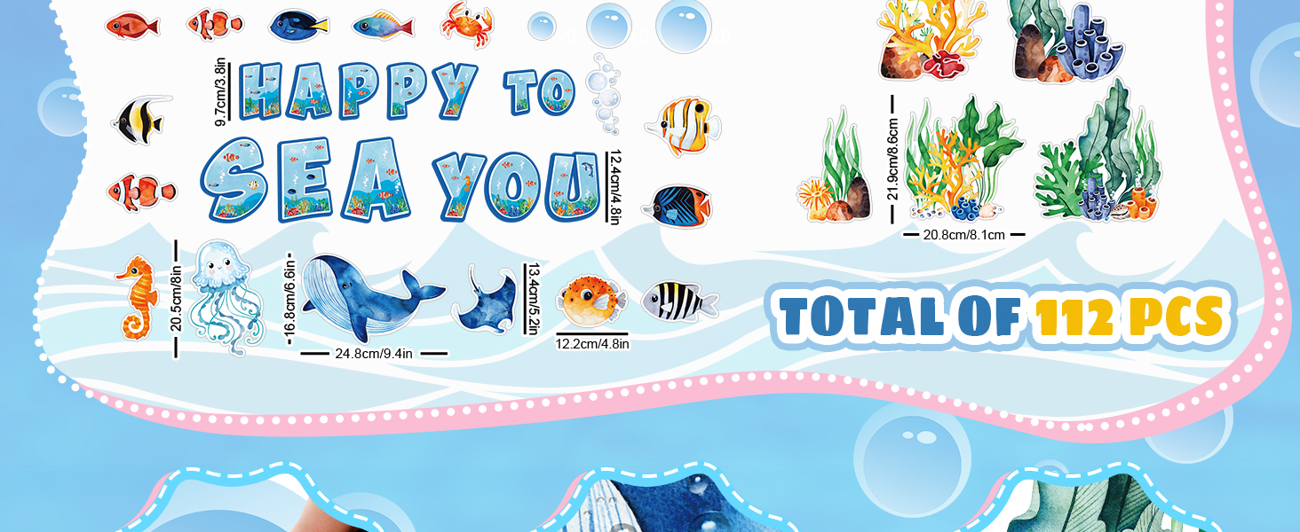 Amazon.com: JarThenaAMCS 112Pcs Ocean Fish Bulletin Board Decor Set ...