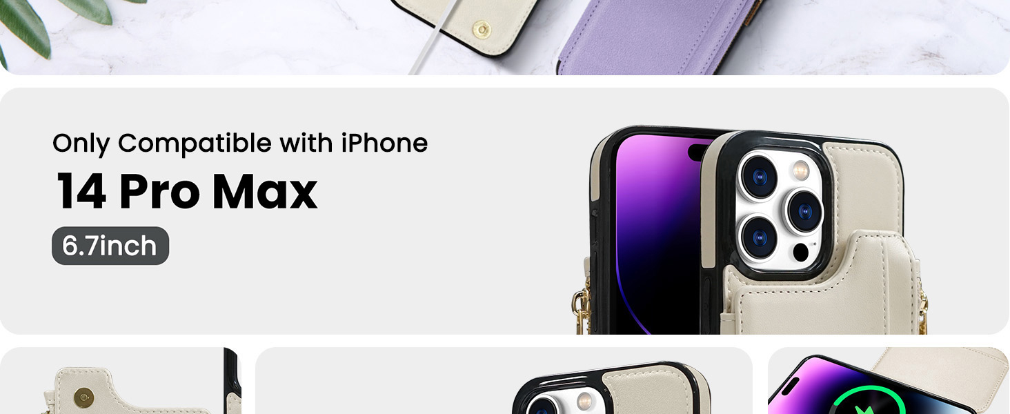 Amazon.com: Delidigi for iPhone 14 Pro Max Case Wallet with Card Holder Compatible with MagSafe ...