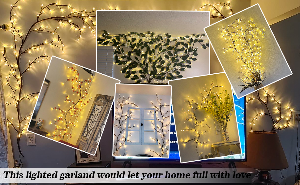 Amazon.com: SZMiNiLED 2Pack Enchanted Willow Vine Lights with Remote, Christmas Decorations 144 ...