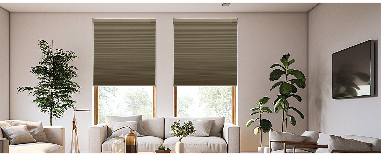 Amazon.com: Boolegon No Drill Linen Pattren Cellular Shades for Windows ...