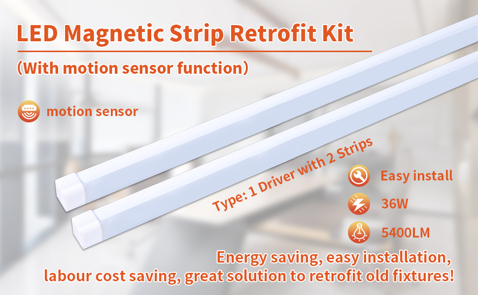 Amazon.com: Upgrade 4FT Magnetic LED Retrofit Kit, 2x4 FT LED Troffer Retrofit Kit, Motion ...