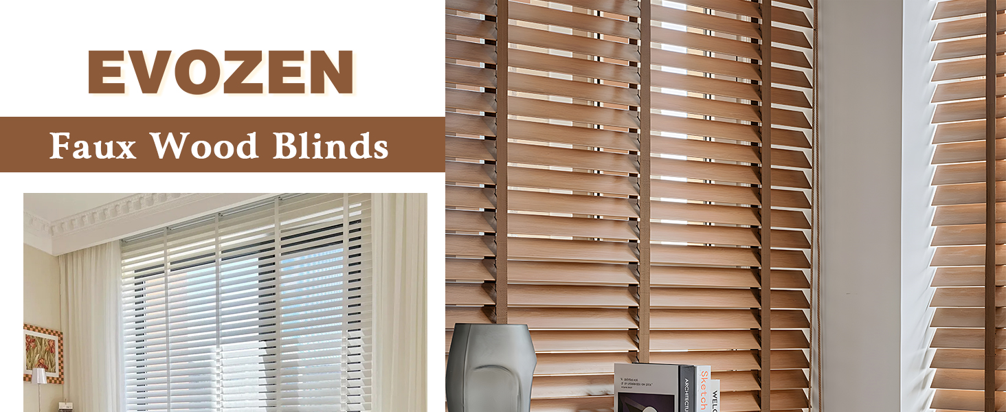Amazon.com: EVOZEN Slats Wood Blinds 2 Inch Cordless, Custom Wood Blinds for Indoor Windows ...