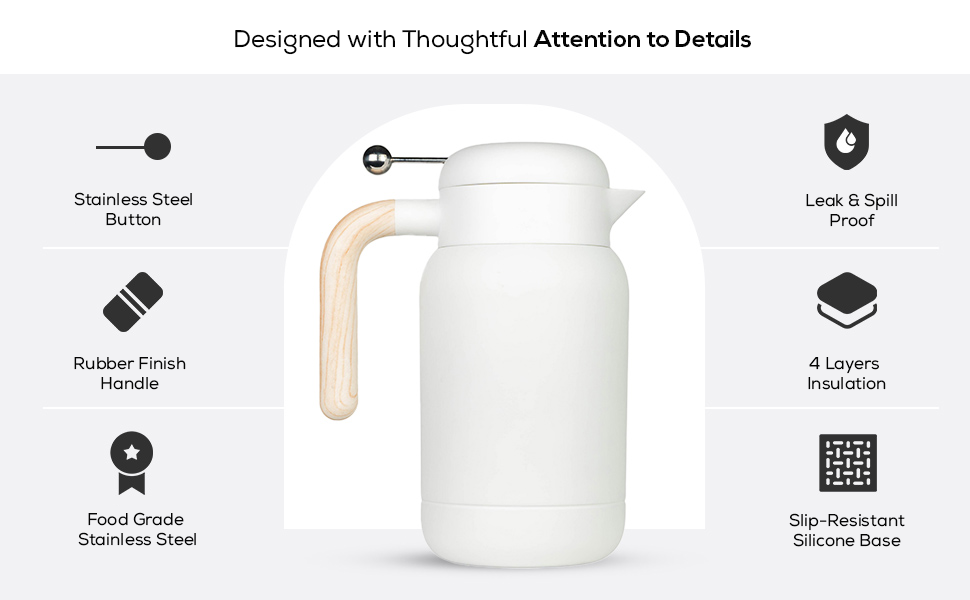 Amazon.com: Lafeeca Thermal Coffee Carafe - Tea Pot for Keeping Hot & Iced Cold - Water Pitcher ...