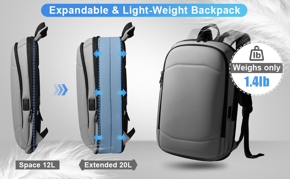 Amazon.com: hk Slim Expandable Waterproof Travel Laptop Backpack with USB Charger Port Anti ...
