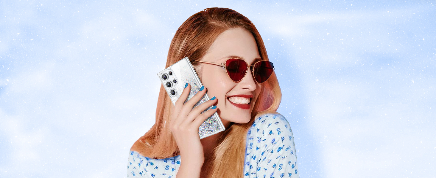 Amazon.com: Caka [1+5] for Galaxy S23 Ultra Case, S23 Ultra Case Glitter with Camera Lens ...