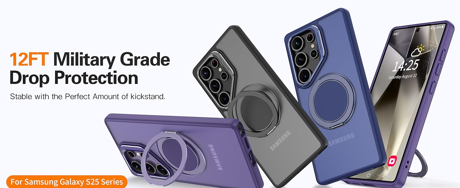 Amazon.com: GOLDJU for Samsung Galaxy S25 Plus Case with 360°Rotatable Magnetic Stand [Military ...