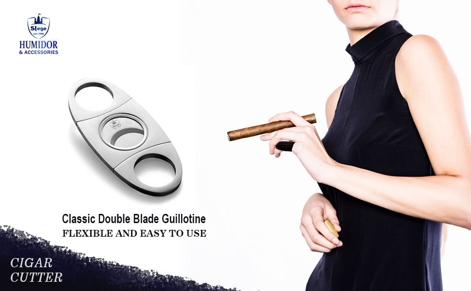 Classic Cigar Cutter, SLEGE Guillotine Cigar Knife, Stainless Steel Cigar Cutter Sharp Double ...