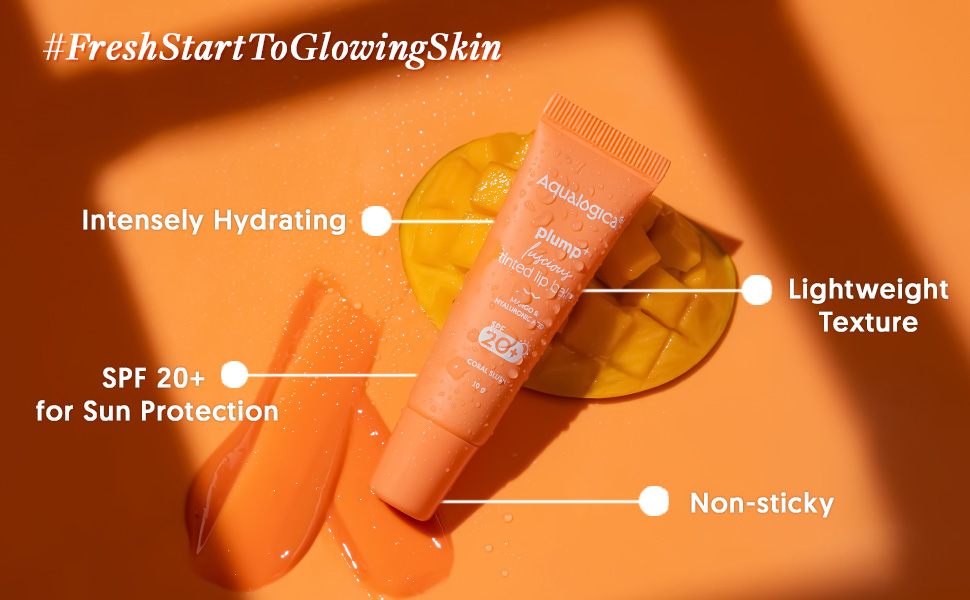 Buy Aqualogica Coral Slush Plump+ Luscious Tinted Lip Balm with Mango and Hyaluronic Acid - 10g ...