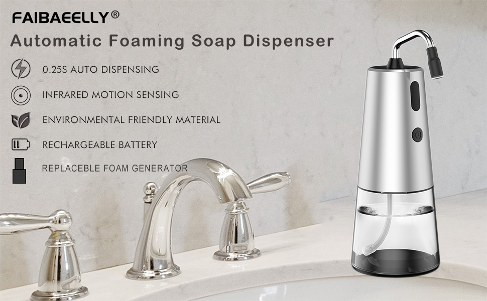 Amazon.com: FAIBAEELLY Automatic Foaming Soap Dispenser, Touchless Foam Hand Soap Dispenser with ...