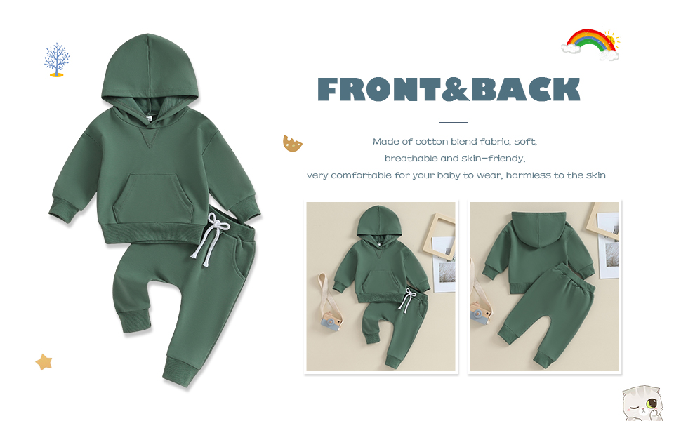 Amazon.com: Toddler Baby Boy Girl Clothes Solid Color Hoodie Sweatshirt Top and Jogger Pants Set ...