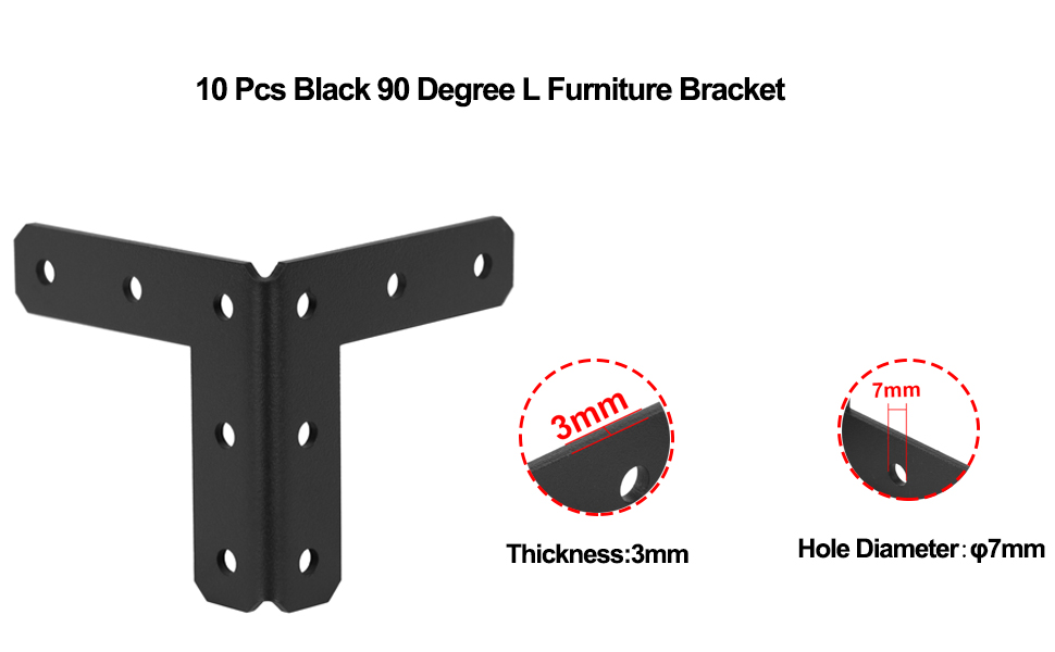 Amazon.com: 10 Pcs Black Workbench Corner Edges Bracket, 3mm Thickness ...