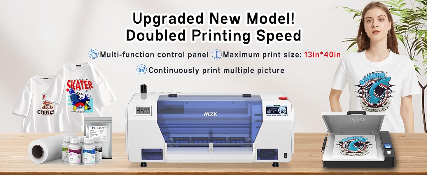Amazon.com: MZK A3 Plus XP600 DTF Printer,Automatic Time Cleaning Maintenance printhead+Ink Anti ...