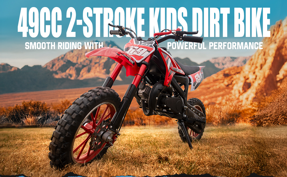 Amazon.com: AUNVITO 49CC Kids Dirt Bike, 2-Stroke Gas Powered Off Road Dirt Bike for Kids 8-13 ...