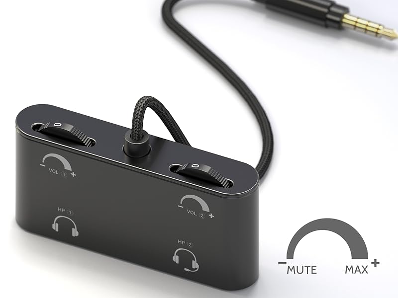 Amazon.com: Cubilux Headphone Splitter with Volume Control, 3.5mm Dual ...