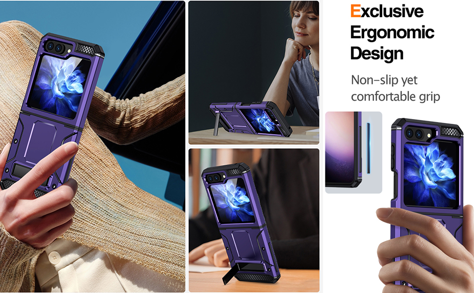 Amazon.com: KOBBRAN Galaxy Z Flip5 Case, Navy, Military Grade Drop Shockproof with Metal ...