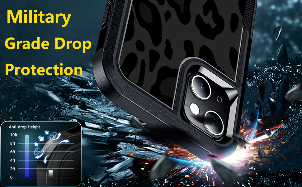 Amazon.com: KUMTZO Designed for iPhone 13 Pro Max Black Leopard Case, Heavy Duty Protection ...