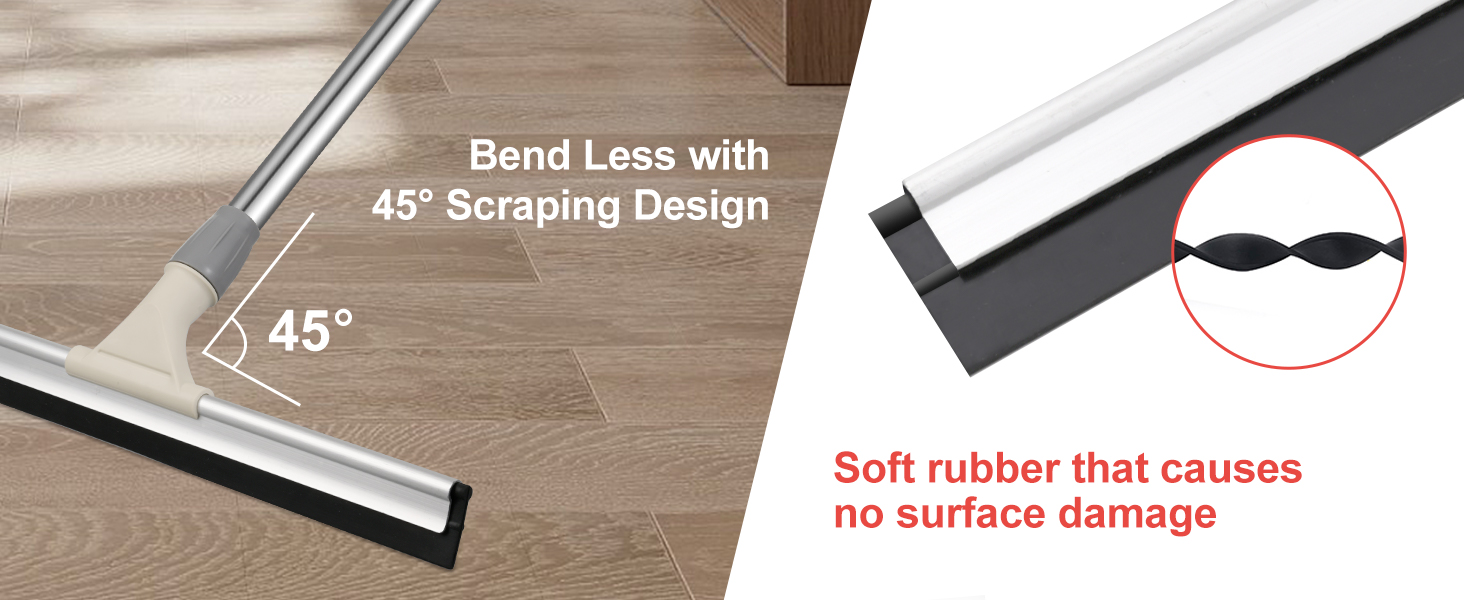 Amazon.com: Tiumso 17'' Floor Squeegee Broom, 60'' Long Handle Squeegee for Floor, Heavy Duty ...