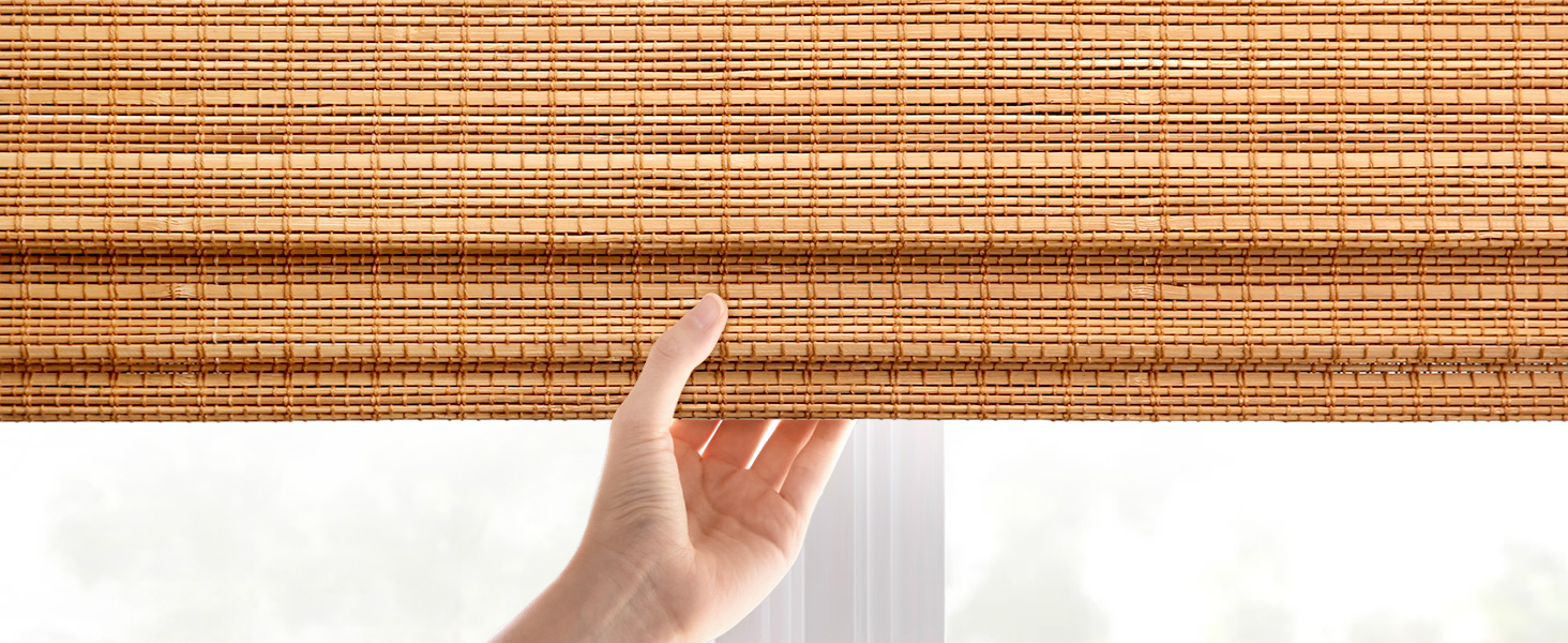 Amazon.com: LazBlinds Custom Cordless Bamboo Roman Shades, Light ...