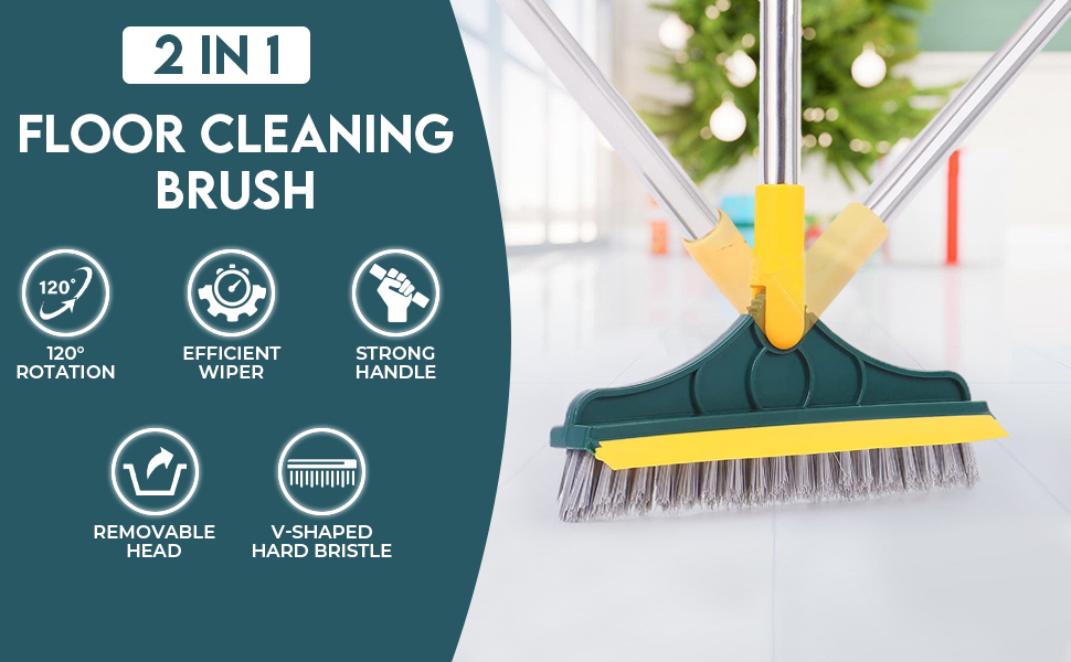 RetailKing 2 in 1 Multipurpose Tile Cleaning Brush with Long Handle and ...