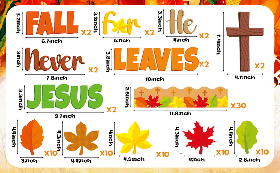 Amazon.com : BeYumi 94Pcs Fall for Jesus He Never Leaves Christian ...