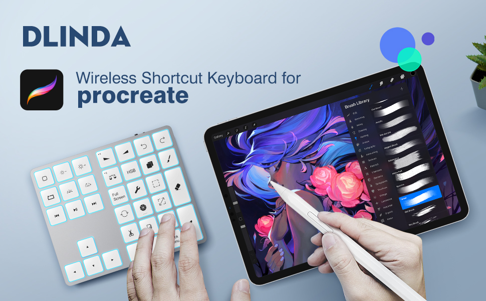 Amazon.com: Dlinda Wireless Keyboard for Procreate, Procreate Keyboard ...