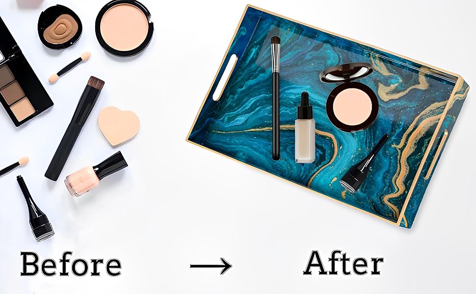 Amazon.com: MAONAME Plastic Decorative Tray, Marbling Tray with Handles ...