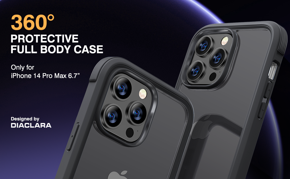 Diaclara Designed for iPhone 14 Pro Max Case 6.7, [2023 Upgraded] Full Body Rugged Case with ...