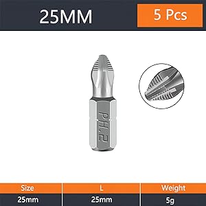 Qrity Magnetic Phillips Screwdriver Bit Set 1/4 Inch Hex Shank Phillips Head Drive Bit Cross ...