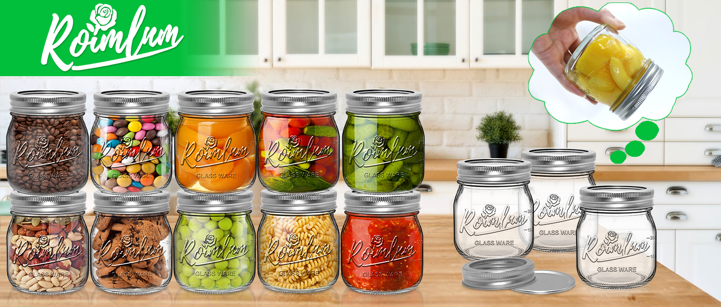 Amazon.com: 16 Pack 8 oz Mason Jars with Airtight Lids, Small Glass Jars for Pickling Food ...