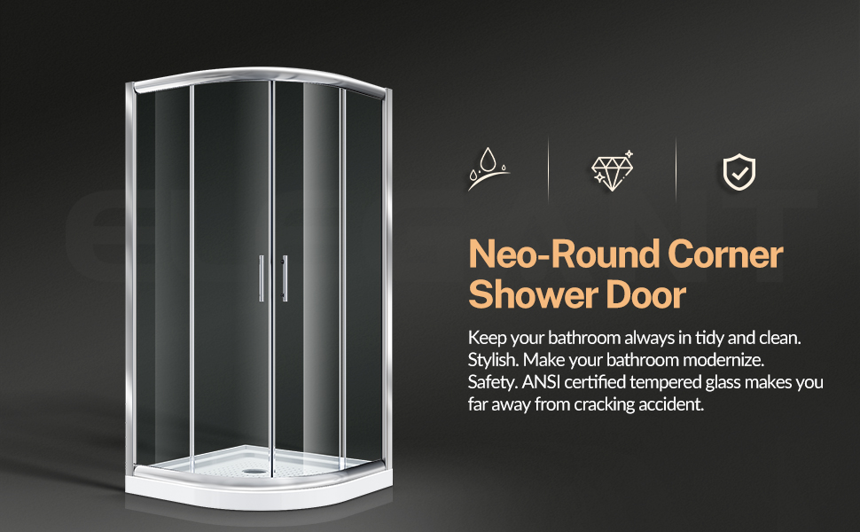 Amazon.com: ELEGANT Corner Shower Enclosure 38" in. D x 38" in. W x 72" in. H Round Corner ...