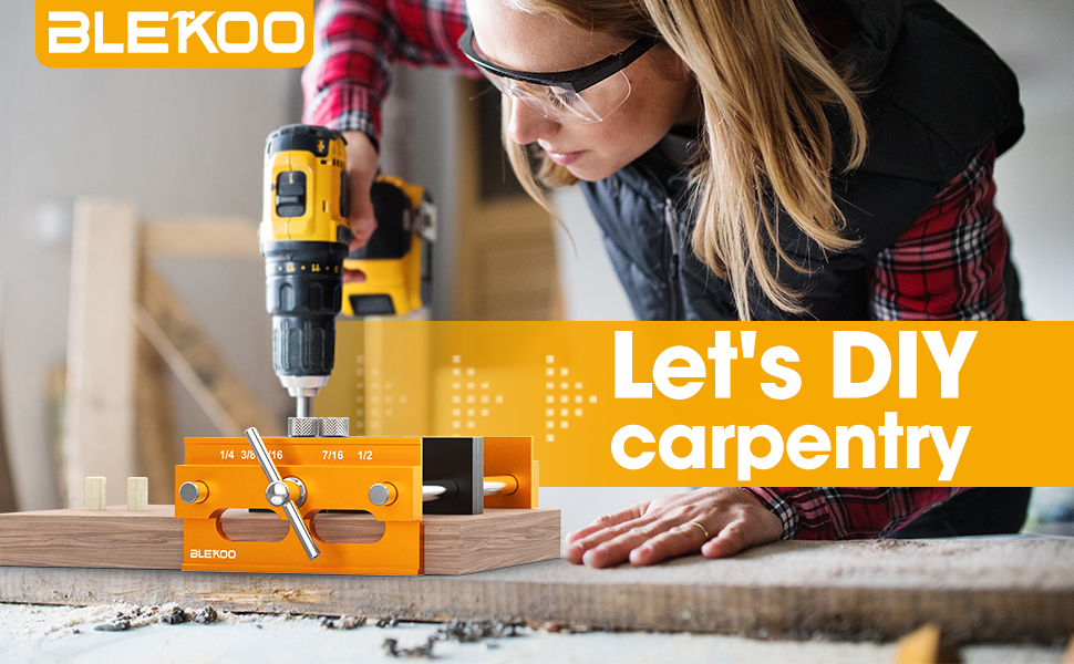 BLEKOO Upgraded 6.7 inch Self Centering Doweling Jig Kit, Drill Jig For ...