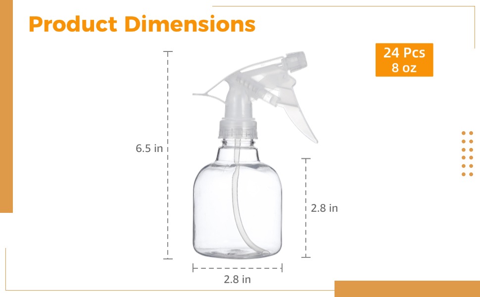 Amazon.com: Epicover 24 Pcs Plastic Spray Bottles, 8 oz Empty Refillable Spray Bottles with ...