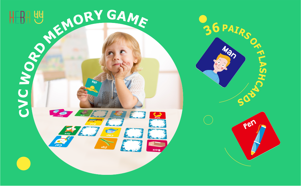 Amazon.com: CVC Word Matching Game, 72 PCS CVC Words Memory Matching Cards for Toddlers 36 Pairs ...