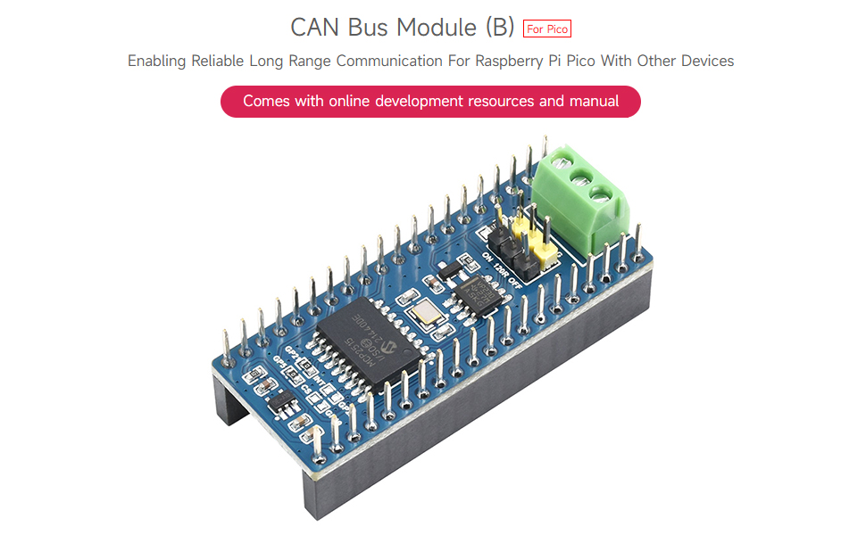 Waveshare CAN Bus Module (B) Compatible with Raspberry Pi Pico, Enabling Long Range ...