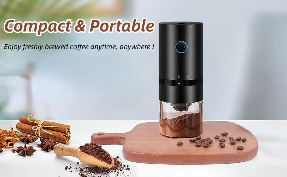 Yunnyp Electric Burr Coffee Grinder Portable Electric Coffee Grinder Compact Rechargeable Coffee ...