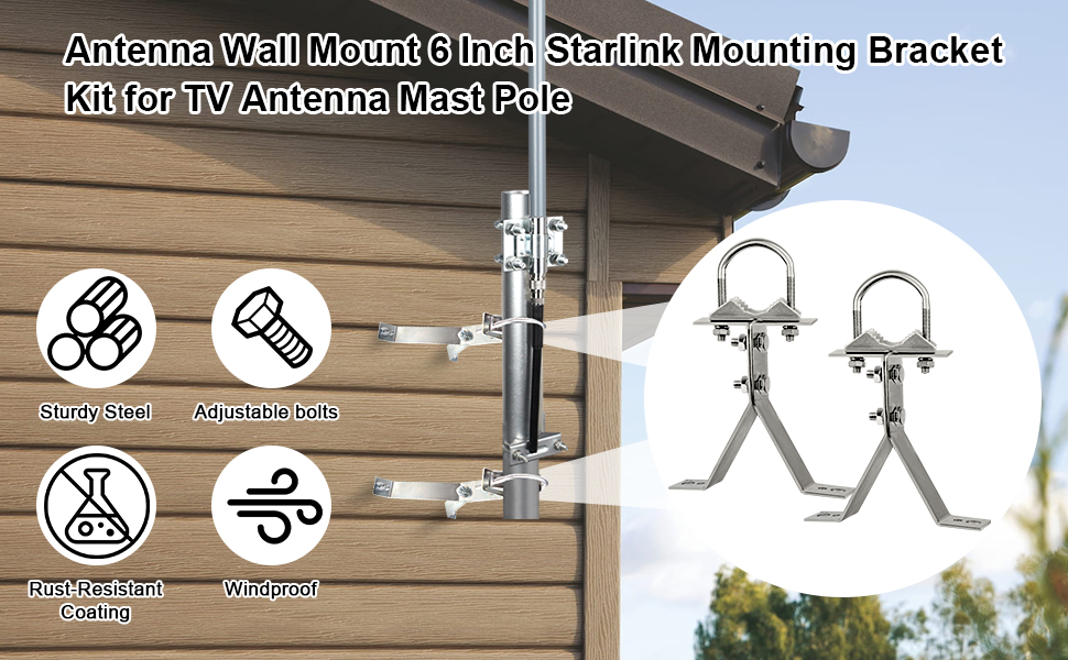 Amazon.com: XRDS-RF Antenna Wall Mount 6 Inch Heavy-Duty Stand Off Wall Mast Mount Windproof ...