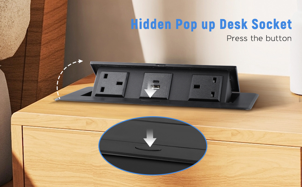 Desktop Power Socket with USB C,Recessed Power Strip with USB C PD 20W,2M Cable,Aluminum ...