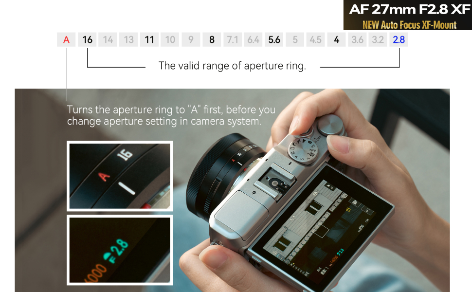 TTArtisan AF 27mm F2.8 XF Objektiv für Fuji X Mount Kameras X-A1 X-A10 X-M1 X-T1 X-T10 X-T100 X ...