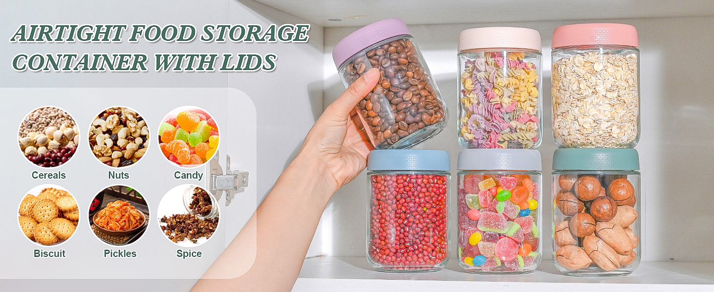 Amazon.com: Xileanalee Overnight Oats Containers with Lids 6 Pack-16 Oz Mason Jar with Lids ...